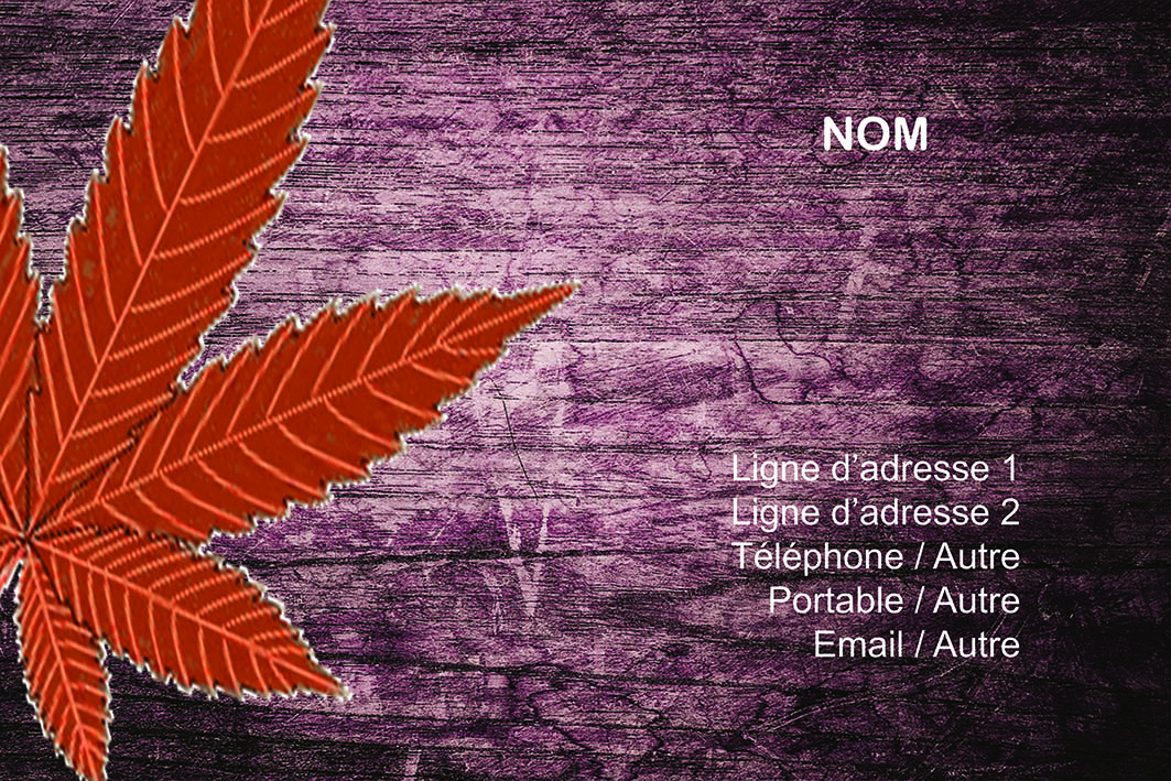 Cartes de visite bois sepia feuille rouge | T'imprim