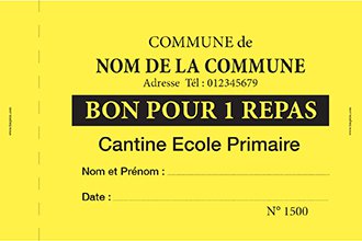 Tickets de billetterie 1 volet ticket repas jaune Vif | T'imprim